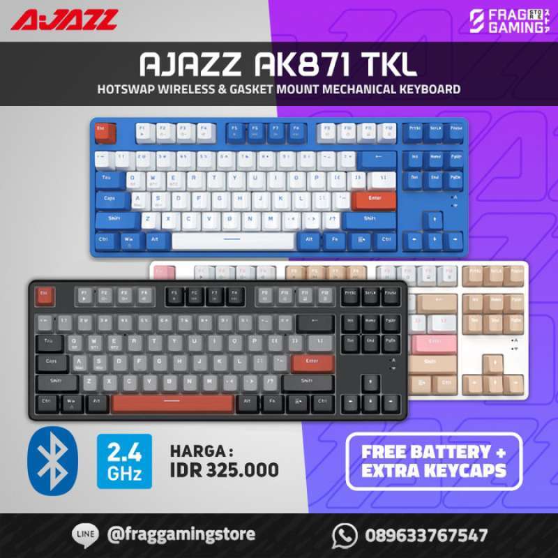 Promo AJAZZ AK871 Wireless Hotswapable Mechanical Keyboard AjazzAK871 AK-871 Diskon 9% di Seller ...