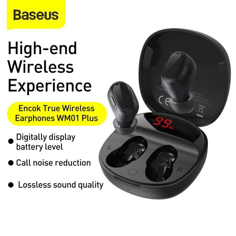 Jual BASEUS Encok True Wireless Earphones WM01 Plus Original - Black di ...