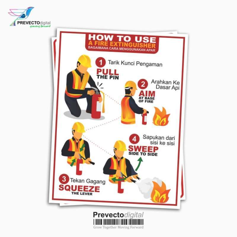 Promo Stiker Sign Cara Menggunakan APAR Alat Pemadam Api Ringan Sticker ...