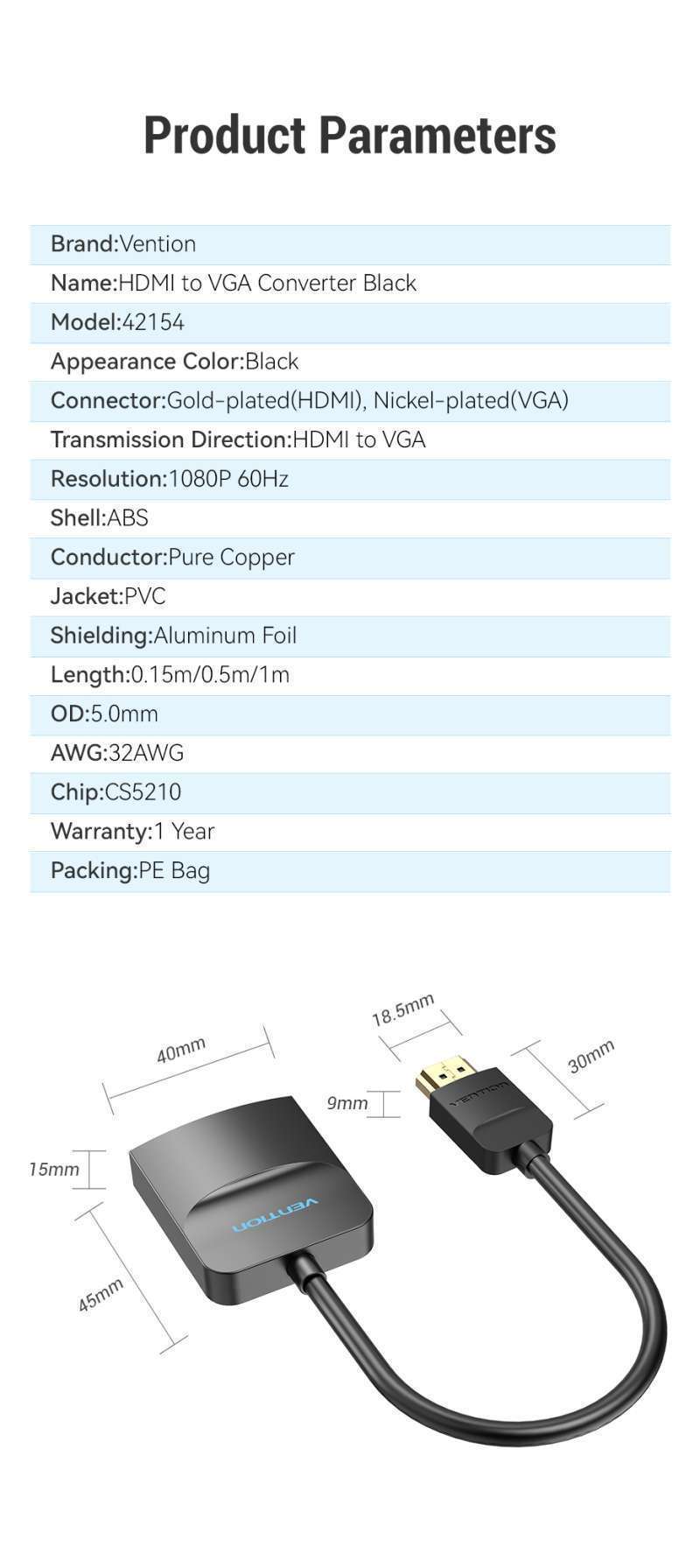 Promo Vention Conveter HDMI to VGA Diskon 6% di Seller DariAku! - Duri ...