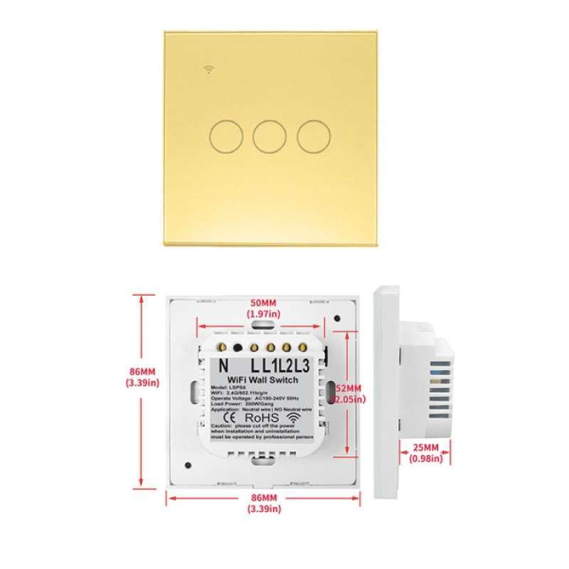 Promo Smart Wall Switch Gold Wifi / Saklar Dinding Sentuh / Iot Touch ...