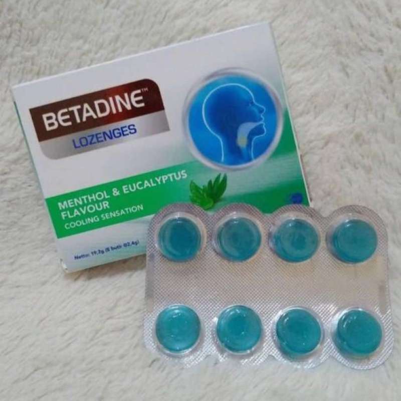 Jual Betadine Lozenges Menthol & Eucalyptus Flavour 19,2 G 8 Butir Di ...