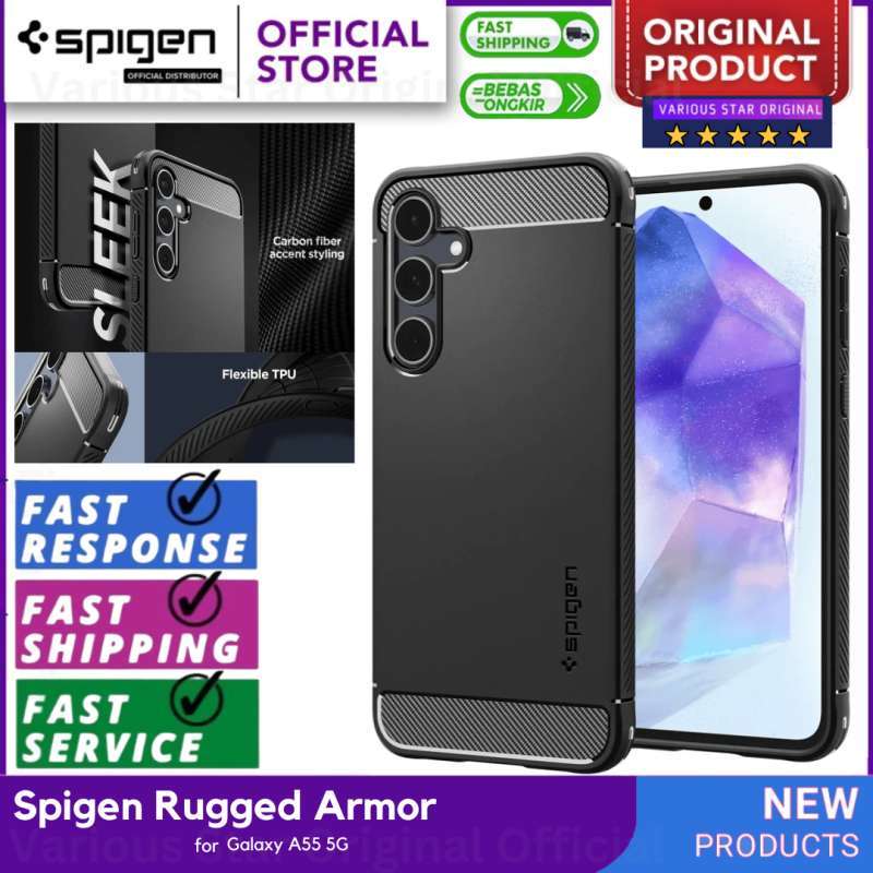 Promo Original Case Samsung Galaxy A55 5g 2024 Spigen Rugged Armor Flexible Soft Casing Drop ...