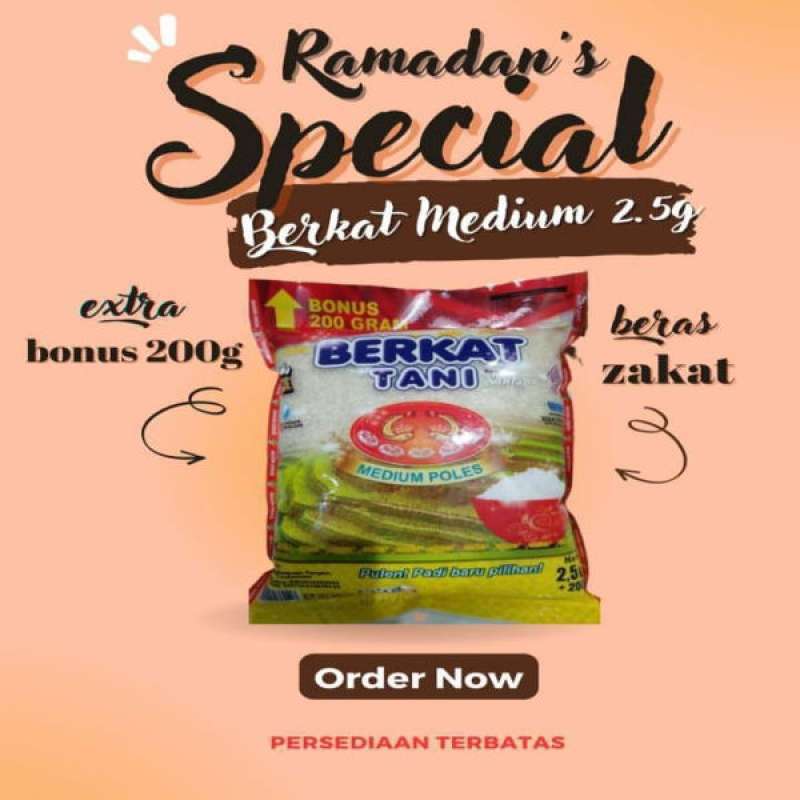 Promo Beras Berkat Medium 2.5kg + 200g Diskon 11% Di Seller Toko Sami ...