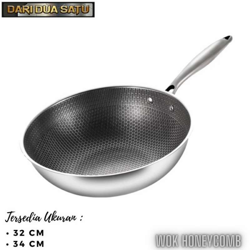 Promo Wok Pan Wajan Penggorengan Gagang Stainless Honeycomb Deep Frypan ...