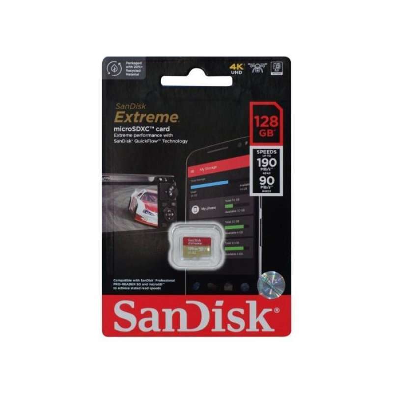 Jual Micro Sd Sandisk Extreme 128gb Sdxc 190mb/s (sdsqxaa-128g-gn6mn) Di Seller Dbklik Surabaya ...