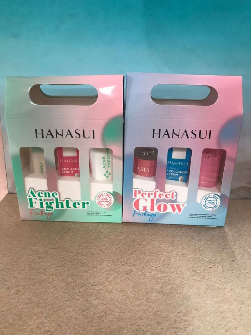 Jual Hanasui Paket Acne Fighter Perfect Glow Package Kit Treatment Set ...