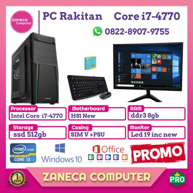 Promo Paket Pc Komputer Rakitan Lengkap I7-4770 Ram 8gb Ssd512 Siap Pakai Diskon 23% Di Seller ...