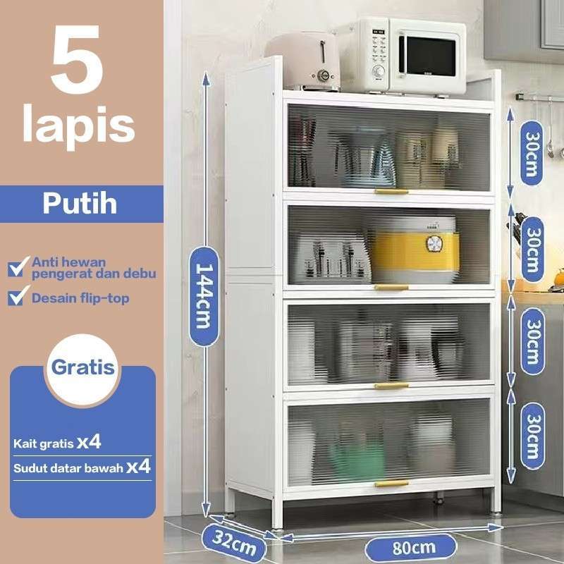 Jual Lemari Dapur Lemari Piring Minimalis Rak - 5l P80cm Putih Di ...