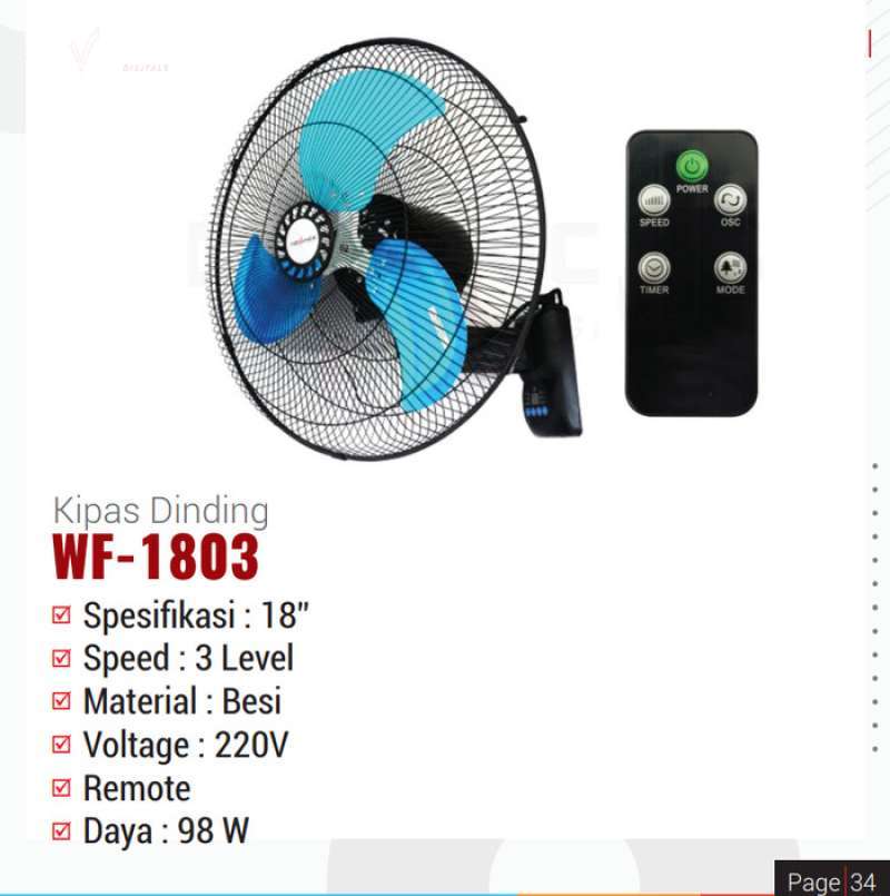 Jual Advance Kipas Dinding 18 Wf 1801 Wall Fan Besi Wf 1803 Plus Remote Wf 1803 Remote Di