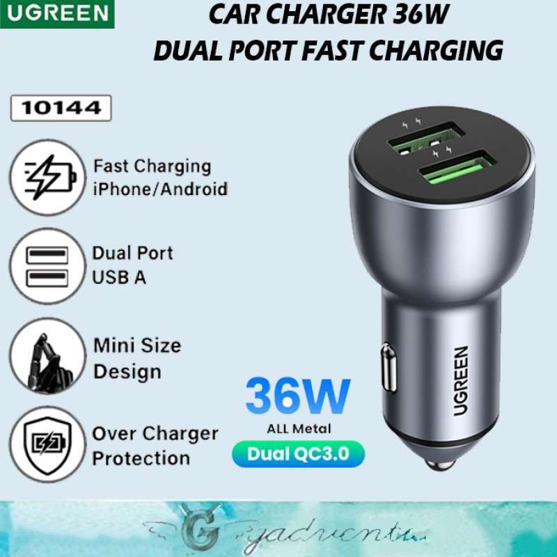 Jual Ugreen Kepala Adaptor Car Charger Mobil 3 Port Usb Output Fast 69w Di Seller Premier Market ...
