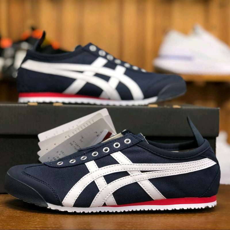 Promo Sepatu Onitsuka Tiger Original Slip On Navy White Red Unisex ...
