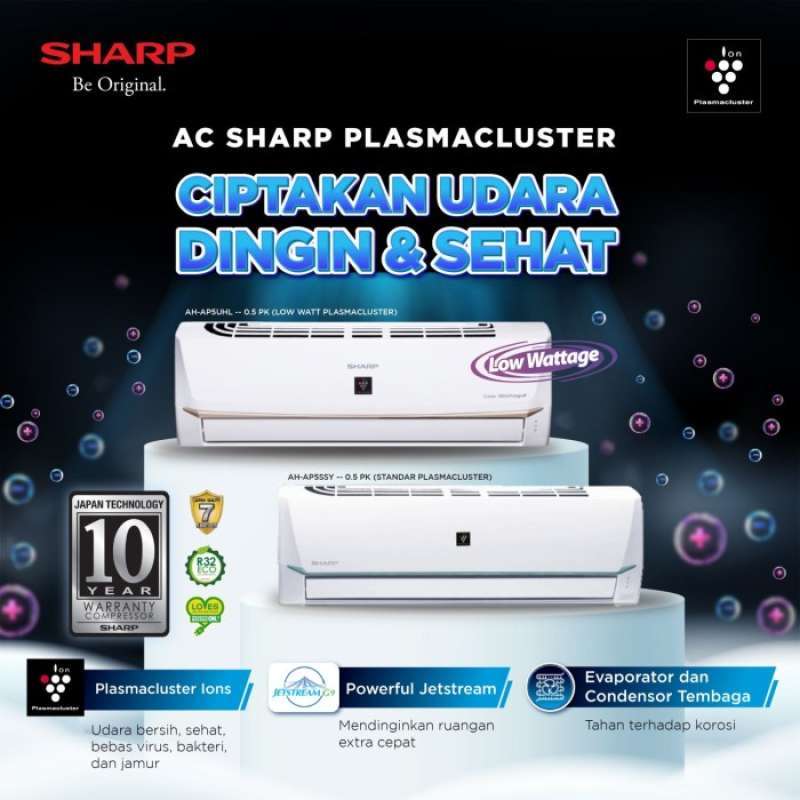 Promo Ac Sharp Plasmacluster 1.5pk Type Ah-ap12ssy Jetstream Pci Series ...