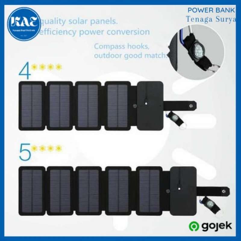 Promo Powerbank Solar Cell Portable Panel Tenaga Surya Lipat 5 Usb Port ...