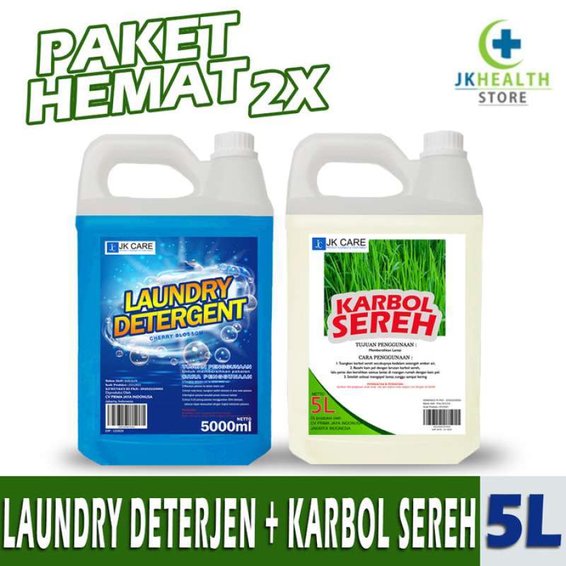 Promo Deterjen Laundry Dan Karbol Sereh 5 Liter Jkcare Diskon 23% Di ...