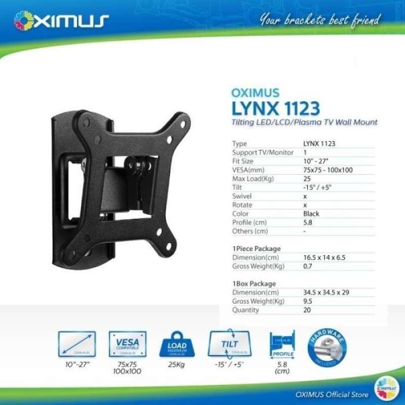 Jual Bracket Tv Led Monitor 10 Up To 27 Oximus Lynx 1123 Wall Mount ...