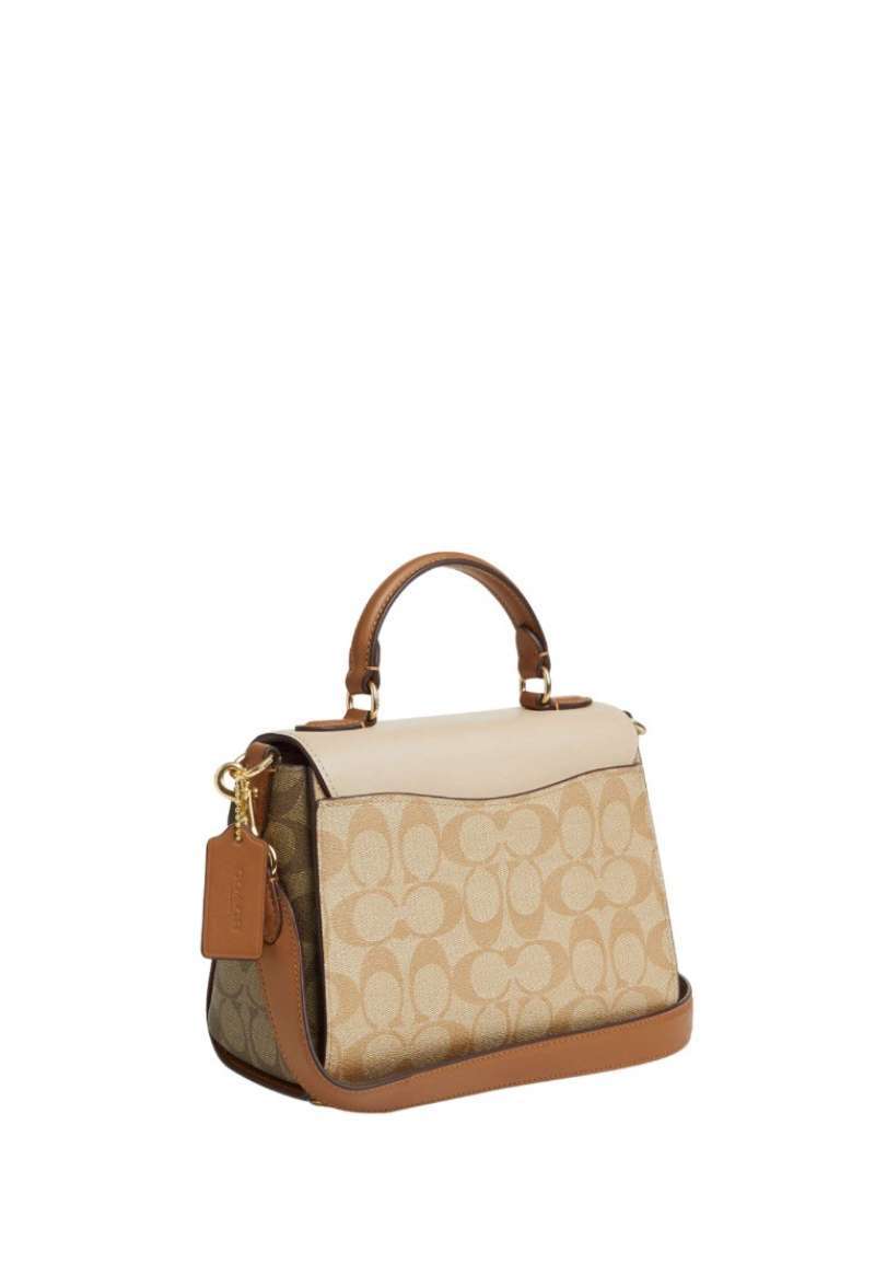 Promo Coach Morgan Top Handle Satchel Bag In Blocked Signature Canvas Light Khaki Multi Diskon ...