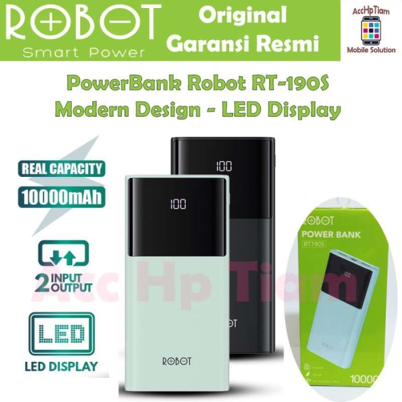 Promo Powerbank Robot Rt190s 10.000mah Led Display Dual Input Output ...
