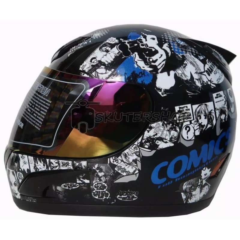 Promo Helm Jpn Fullface Motogp Motif Comic Sni Model Tanduk - Putih ...
