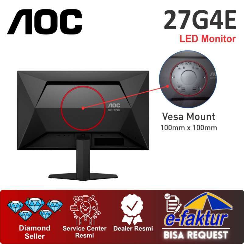 Jual Monitor Aoc Gaming 27g4e 27 Ips 1080p Fhd 180hz 0.5ms Hdmi Dp Vesa ...