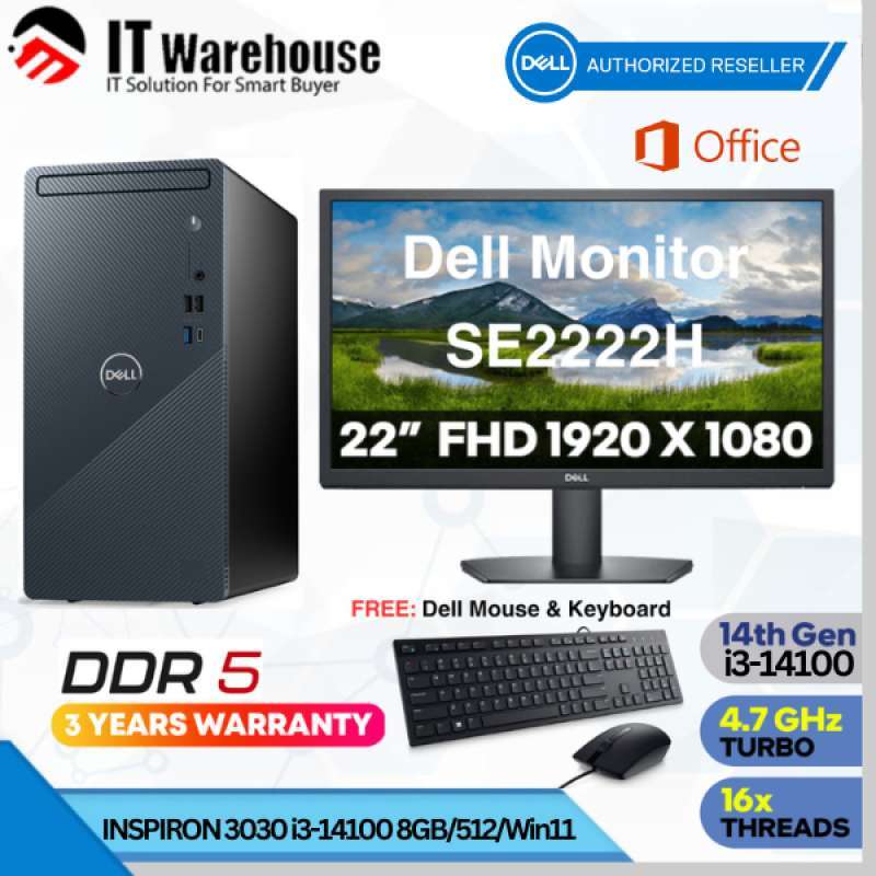 Jual Dell Pc Inspiron 3030 I3-14100 (gen 14) 8gb Ddr5/512gb Ssd, Win11 ...
