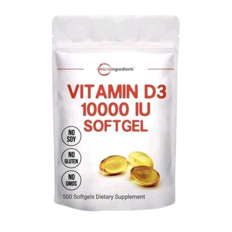 Promo Microingredients Vitamin D3 10000 Iu Asli Usa Isi 500 Softgels ...