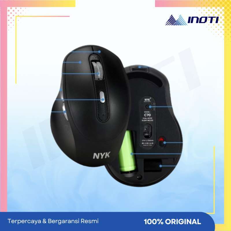 Jual Mouse Nyk C70 Silent Click Dual Mode Bluetooth Wireless ...