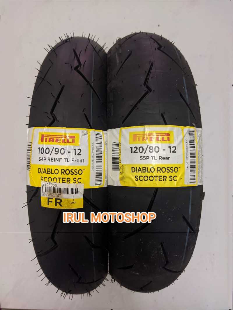 Promo Set Ban Pirelli Diablo Rosso Scooter Sc 100/90-12 Dan 120/80-12 ...