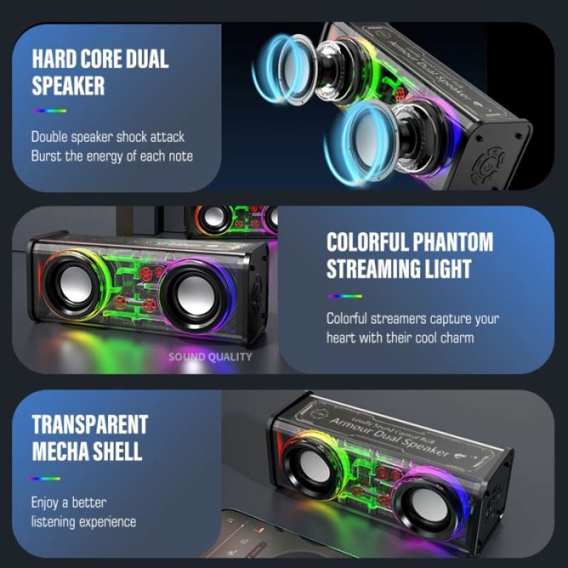 Jual Speaker Bluetooth Transparan Led V8 / Led Rgb Music Colour Di ...