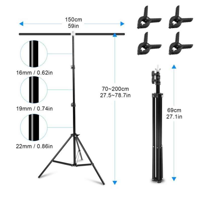Jual Ptr Stand Background Foto Studio T Shape Tiang Layar Zoom ...