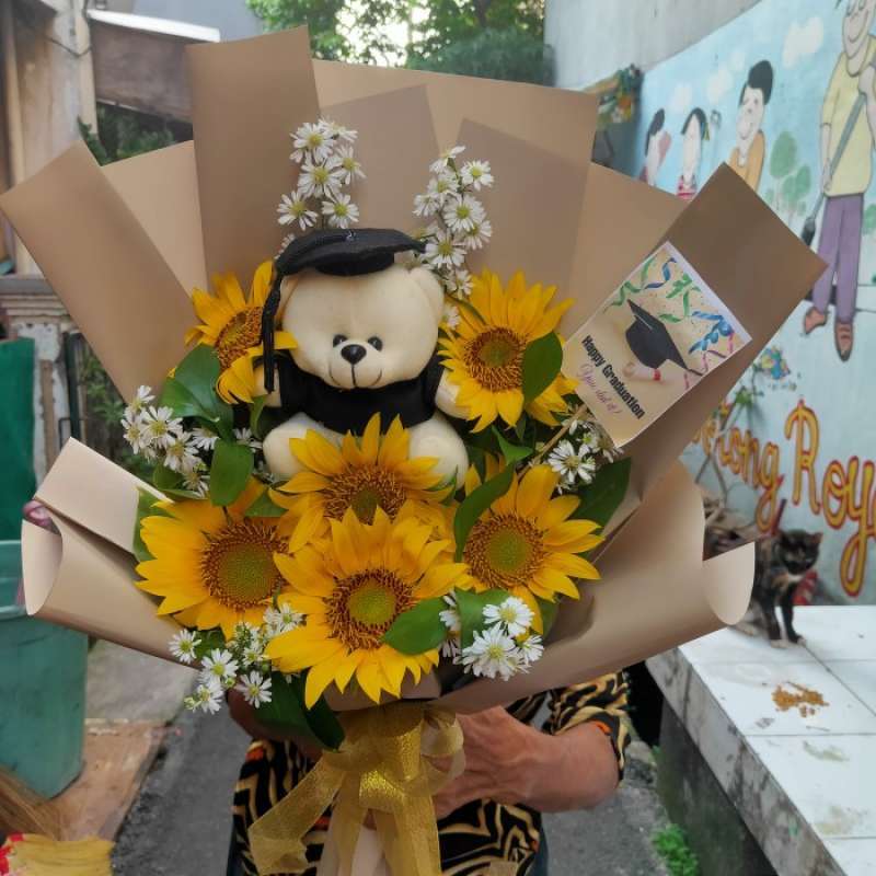 Promo Buket Wisuda, Graduation, Kelulusan, Bunga Asli, Bunga Matahari ...
