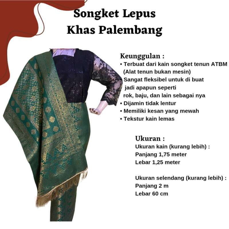 Jual Songket Pash - Songket Lepus Khas Palembang Berbagai Macam Warna Dan Motif - Hijau Di ...