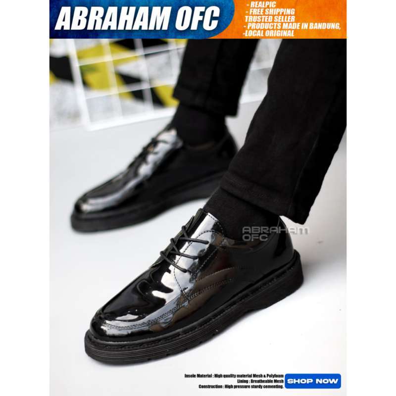 Promo Sepatu Formal Pantofel Docmart Hitam Mengkilap Pdh Kerja Pria ...