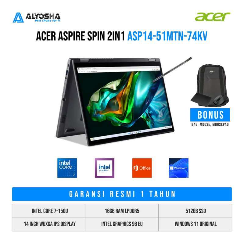 Jual Acer Aspire Spin Asp Mtn Kv Intel Core U Gb Gb Ssd Wuxga Ips