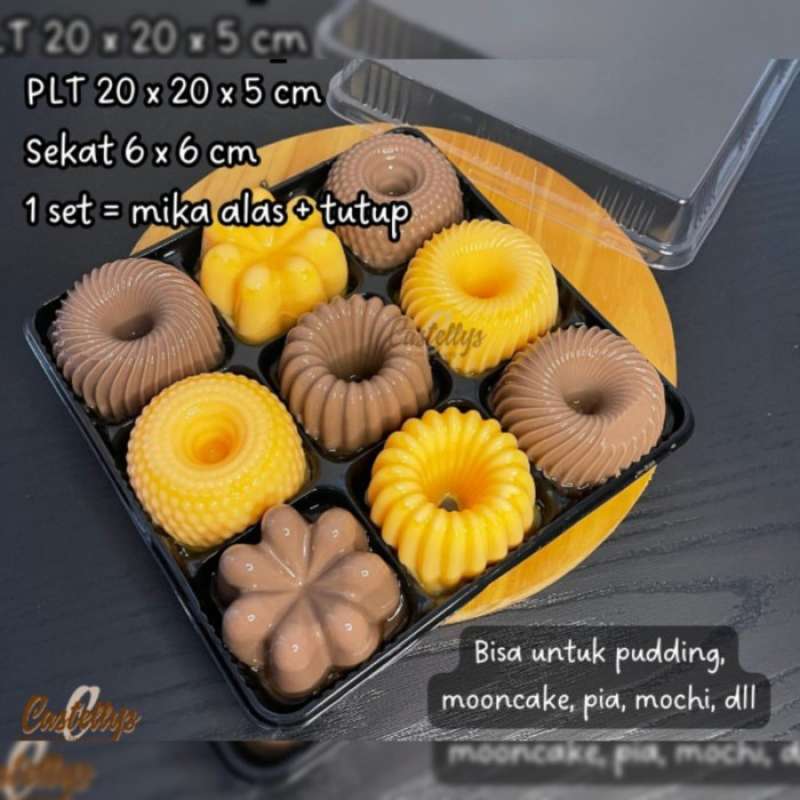 Jual Mika Tray Sekat 9 Coklat & Tutup /mika Puding Sekat 9 + Tutup ...