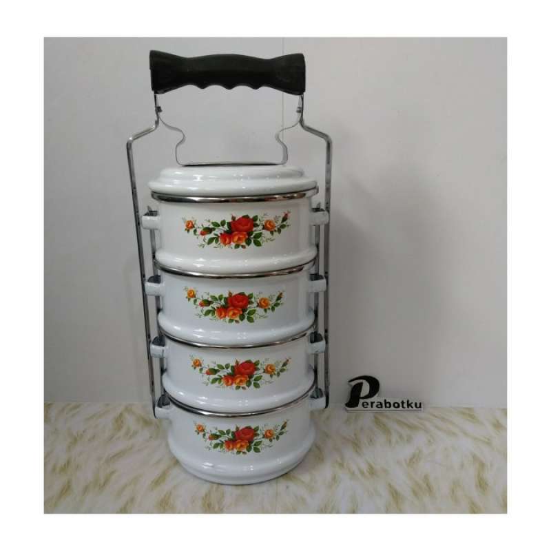 Jual Rantang Enamel Seng Kaleng Jadul 4 Susun/lunch Box Tempat Makan ...