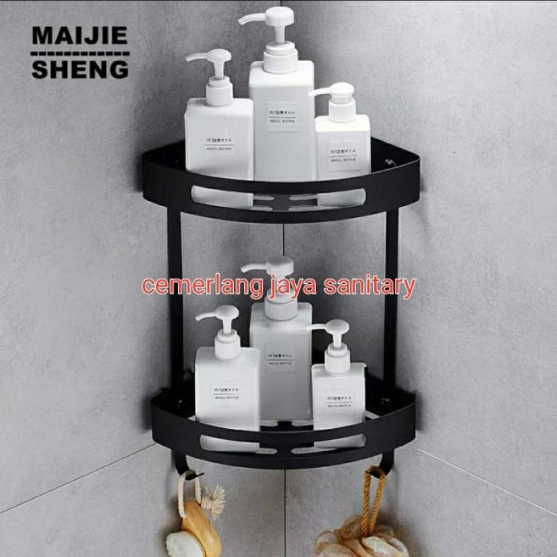 Promo Rak Sabun Sudut 2 Tingkat Stainless Sus 304 Hitam Rak Sabun ...
