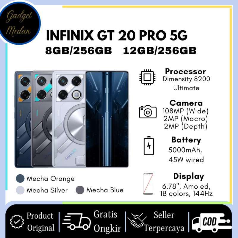 Promo Infinix Gt 20 Pro 8gb/256gb 12gb/256gb Garansi Resmi - 8/256 Mecha Silver Diskon 12% Di ...