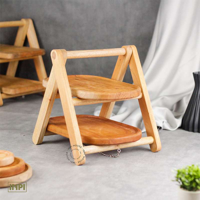 Jual Inpi House - Rak Display Kayu Makanan Tatakan Kue 2 Susun Stand ...