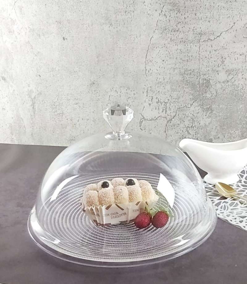 Jual Tempat Kue + Tutup Transparant Bahan Akrilik Tebal Dengan Piring ...