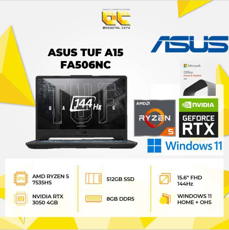 Jual Asus Tuf A15 Fa506nc Ryzen 5 7535hs Rtx3050 4gb/ 8gb 512gb W11+ohs ...