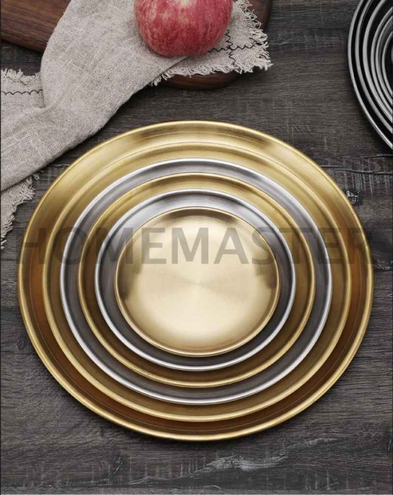 Jual Piring/plate Stainless Sus304 Korea Silver/gold 30 Cm Pss/g30 Di ...
