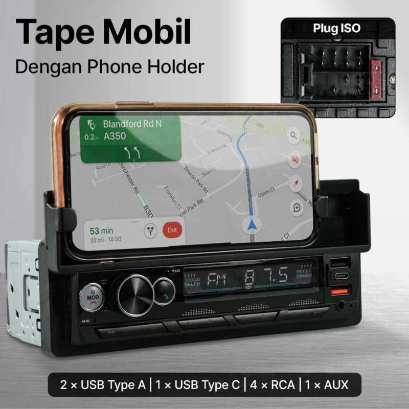 Jual Occkic Tape Mobil Audio Mp3 Player Bluetooth Usb Iso With Phone ...