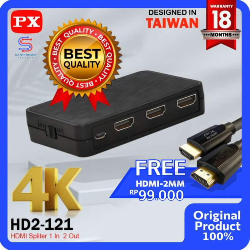 Promo Hdmi Splitter 1 Input 2 Output Video Hd 4k Hdr 2.0 Px Hd2-121 Diskon 33% Di Seller Ksm ...