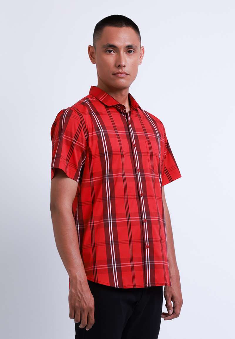 Jual Manzone Kemeja Lengan Pendek Pria Tory 7 - Red - S Red Di Seller ...