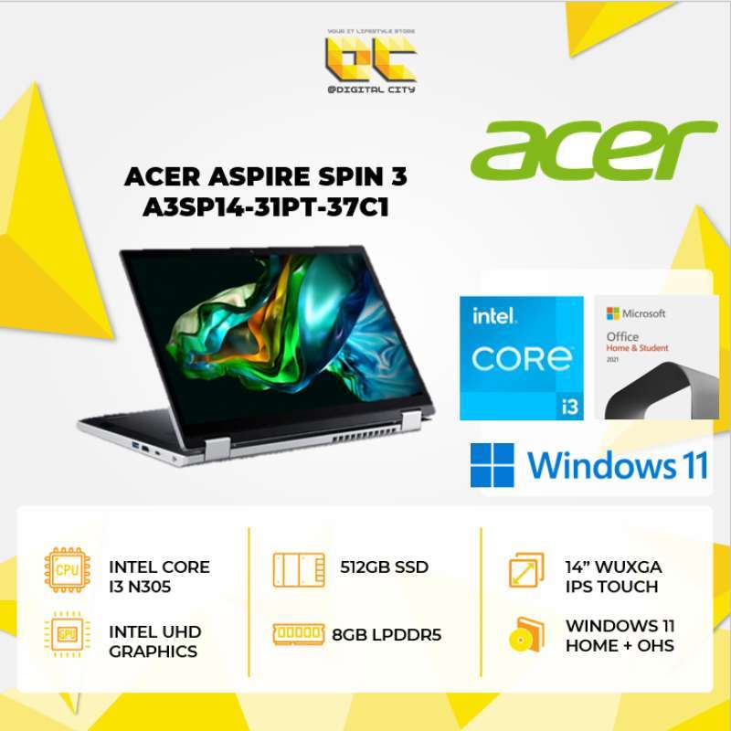 Promo Acer Aspire 3 Spin A3sp14 I3-n305/8gb/512gb Ssd/14″ Wuxga Ips ...