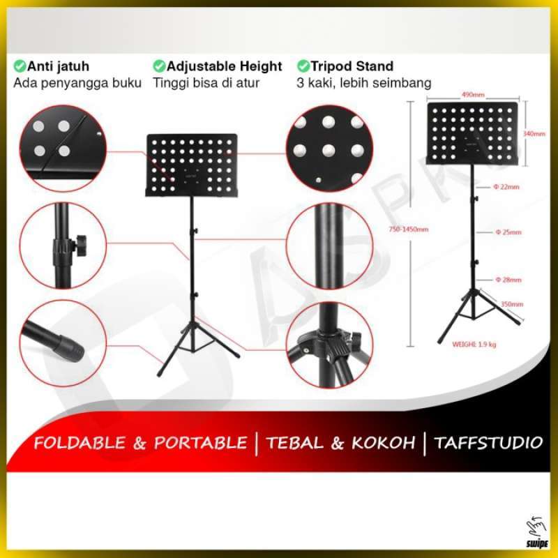 Jual Stand Partitur Sheet V2 Stick Stik Penyangga Penahan Tiang Buku ...