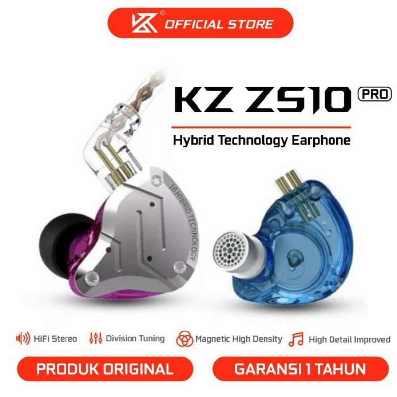Promo Kz Zs10 Pro With Mic 4ba+1dd Hybrid Technology Earphone 5 Driver ...