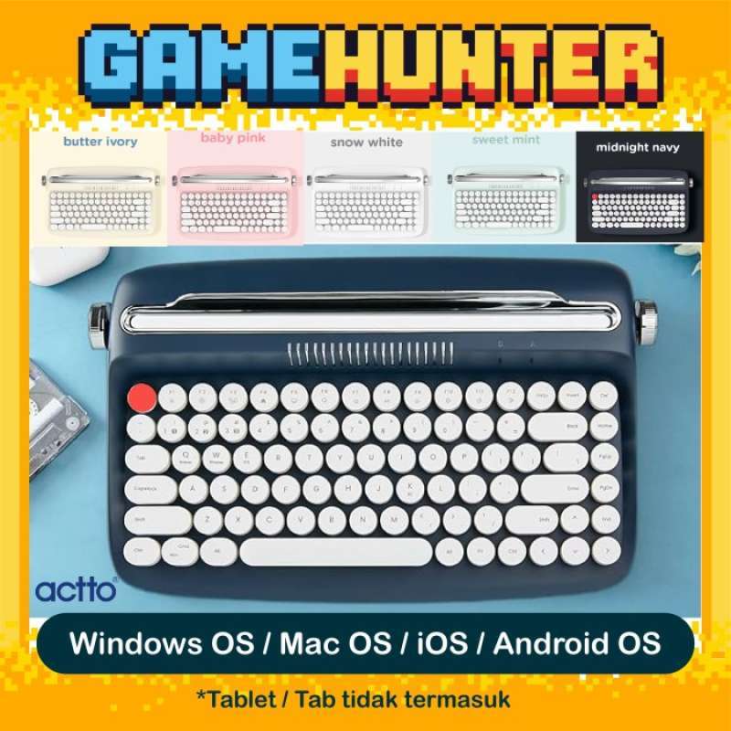 Jual Actto Keyboard Bluetooth Wireless Keyboard Retro Typewriter B303 ...