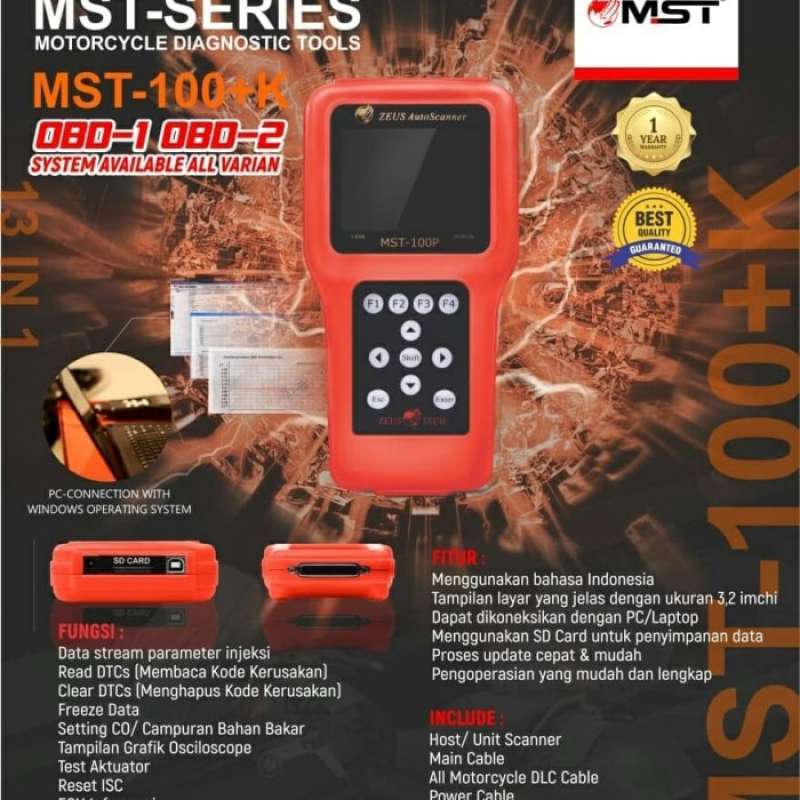 Promo Scanner Motor Zeus Mst-100p Alat Service Motor Injeksi Diagnostic ...